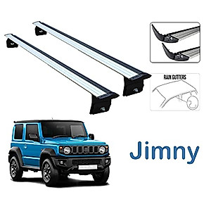 Roof Racks Cross Bars Compatible with Suzuki Jimny 2020, Aluminum Cargo Carrier Crossbars for Rain gutters Silver