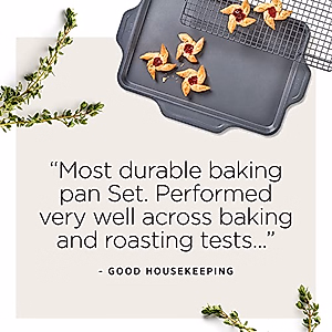 All-Clad Pro-Release Nonstick Bakeware Set 10 Piece Oven Safe 450F Half Sheet, Cookie Sheet, Muffin Pan, Cooling & Baking Rack, Round Cake Pan, Loaf Pan, Baking Pan Grey