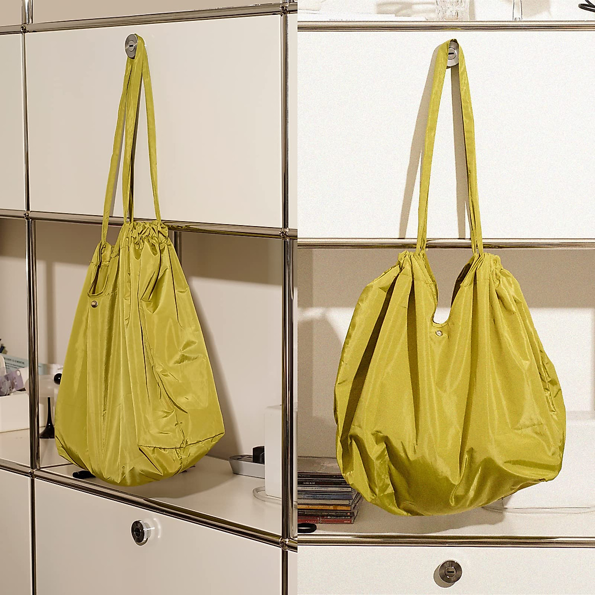 NKTDWO Reusable Shopping Bags for Groceries, Heavy Duty Waterproof Cloth Tote Bag for Daily Use, Travel, Picnic, Camping, Beach (Green)