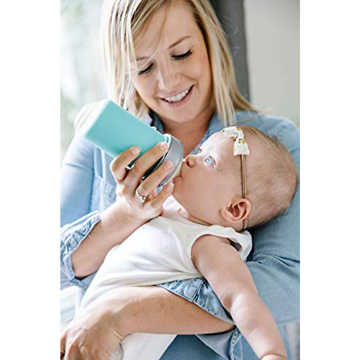 Mason Bottle Silicone Baby Bottle: Includes Silicone Nipple (Medium Flow Nipple for 3+ Months), Plastic Ring + Cap, 8 Ounce Silicone Bottle, BPA Free, Non-Toxic 100% Made in USA (1 Count)