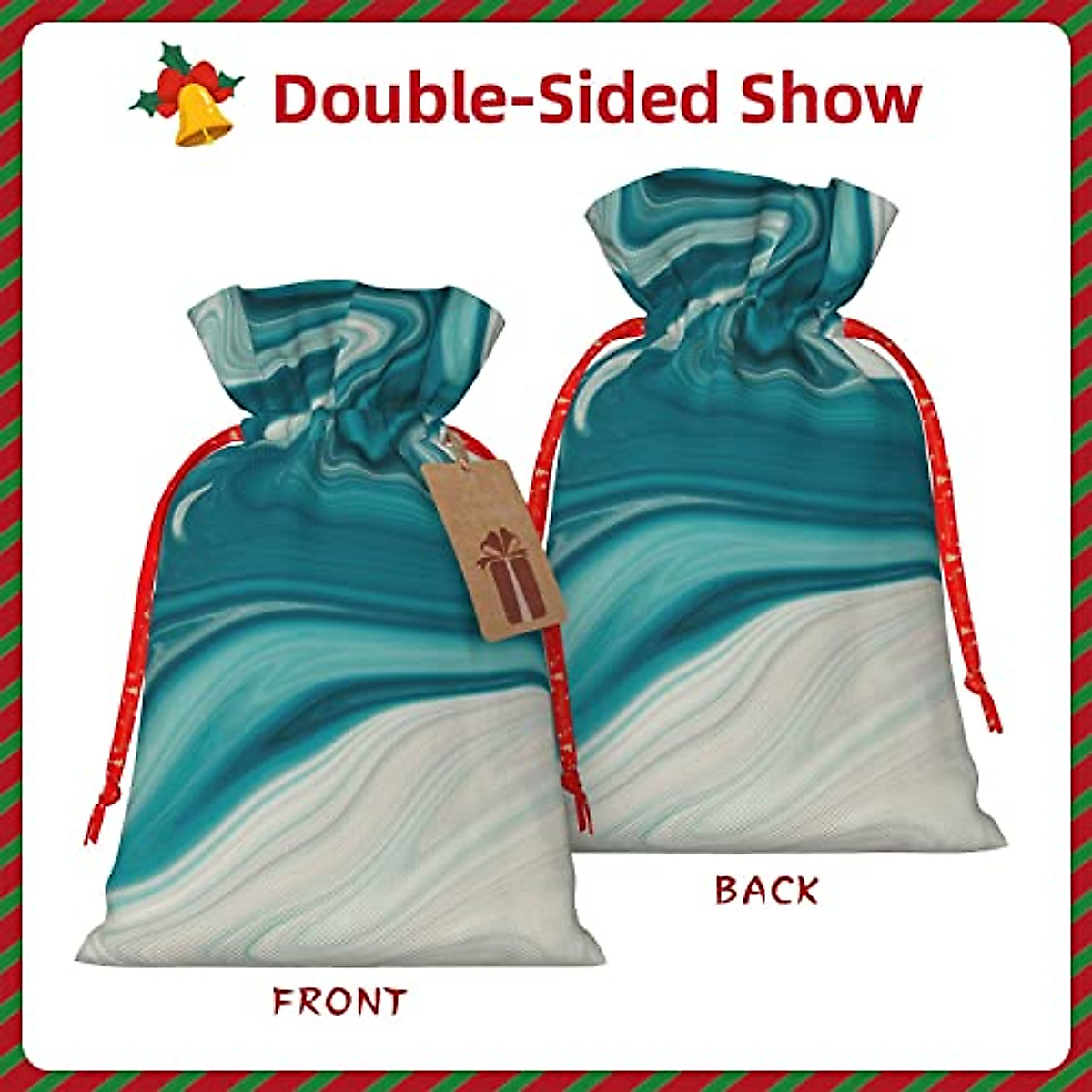 Drawstrings Christmas Gift Bags Blue-White-Pigment-Mix Presents Wrapping Bags Xmas Gift Wrapping Sacks Pouches Medium
