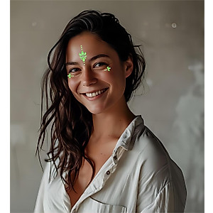 Noctilucent Face Gems Luminous makeup Temporary Tattoo Stickers Acrylic Crystal Glitter Stickers Face Jewels Rainbow Tears Rhinestone for Party, Rave Festival, Dress-up of ZLXIN(8 Pcs A Set)