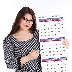 2025-2026 Wall Calendar - 3 Month Wall Calendar Display (Folded in a Month), May 2025 - June 2026, 11.25" x 26", 3 Month Calendar 2025-2026 - Purple