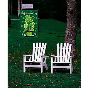 CAVLA Happy St. Patrick's Day Garden Flag Shamrock Leprechaun Hat Decorative Irish Yard Flags Double Sided 12 x 18 Inch Saint Patrick's Day Lucky Day Outdoor Garden Lawn Farmhouse Decorations