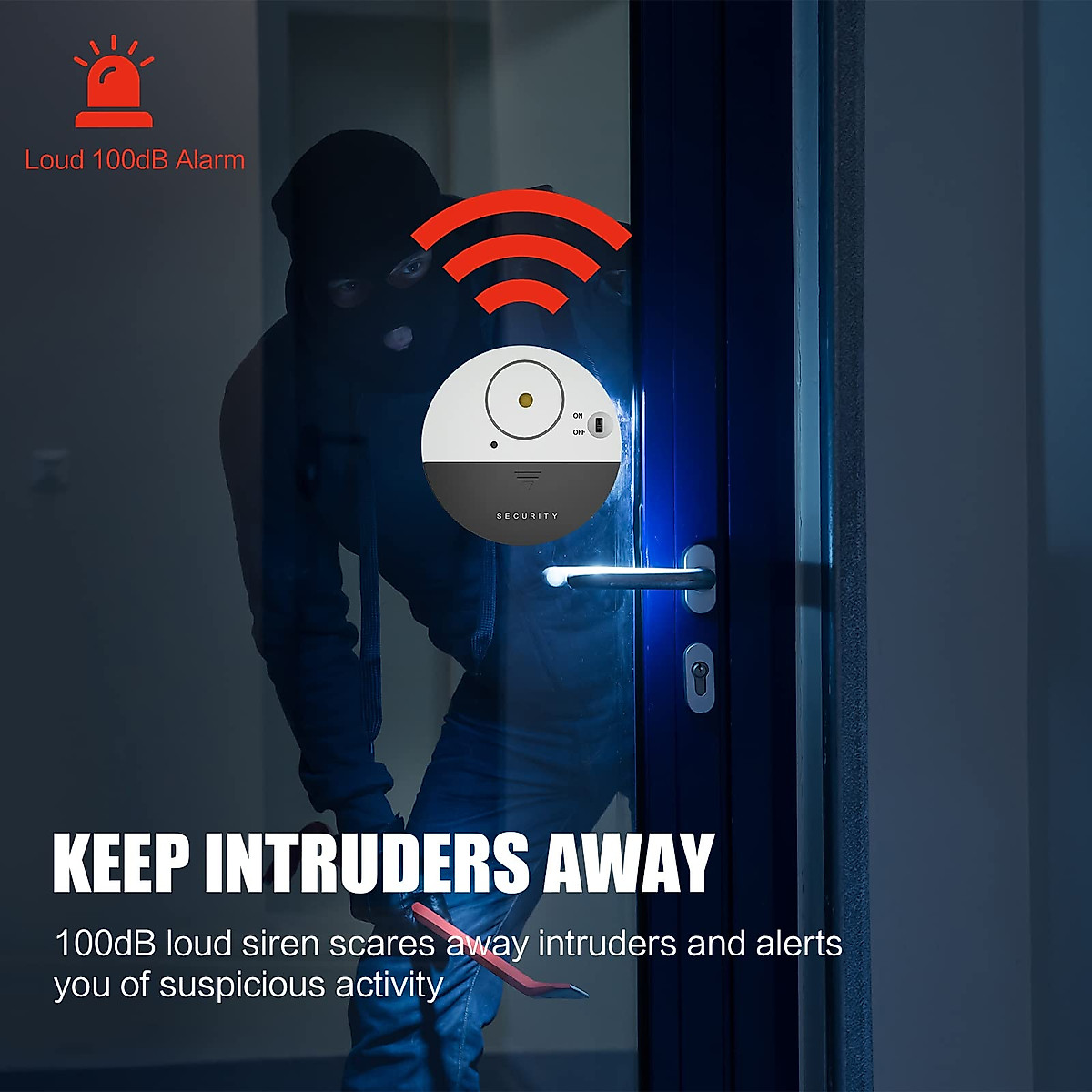 2 Pack Home Security Anti-Theft Window & Door Alarm, Ultra-Slim Loud Alarm Vibration Sensor Detector for Warning Burglars Intruder, Good for Home, Office, RV, Dorm Room (2)