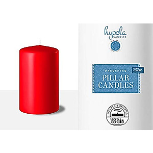 Hyoola Red Pillar Candles 2x3 Inch - Unscented Pillar Candles - Set of 4 - European Made