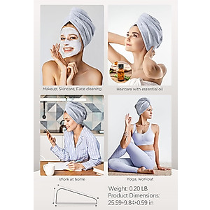 Hicober Microfiber Hair Towel, 3 Packs Hair Turbans for Wet Hair, Drying Hair Wrap Towels for Curly Hair Women Anti Frizz