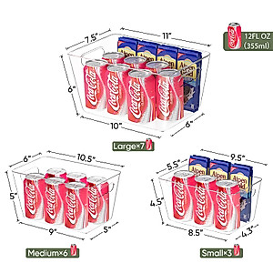 BALEINE Refrigerator Organizers and Storage Bins, 6 PK Plastic Clear Storage Bins, BPA Free Freezer Organizer Stackable Storage Bins with Handles for Fridge Kitchen Cabinet Bathroom (9.5x5.5x4.5)