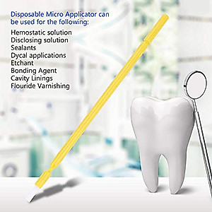 Garosa 100Pcs Interdental Brush 4 Colors Dental Disposable Micro Applicator Brush Sticks Oral Dental Hygiene Tooth Cleaning Tool Disposable Applicators(Yellow)