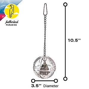 Featherland Paradise | Foraging Ball with Bell Interactive Bird Toy and Treat Dispenser | Creative Foraging Systems | Ideal for Medium to Large Birds