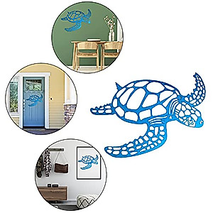YUAKUOD Sea Turtle Wall Decor - Metal Sea Turtle, Metal Wall Art, 2021 Metal Wall Decor, Metal Turtle, Metal sea Life, Ocean Decor, Beach Decor, Unique Room Decor for Boys, Girls & Women (Blue)