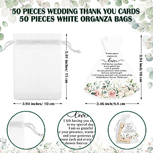 ReliThick 50 Sets Bridal Shower Party Favors for Guests Include Let Love Grow Self Adhesive Seed Packets Seed Envelopes Thank You Cards Organza Bridal Shower Gift Bags for Wedding Souvenirs, No Seed