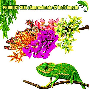 6 Pieces Reptile Plants Artificial Reptiles Terrarium Leaves Plastic Hanging Terrarium Plants Plastic Reptile Habitats Plant Decorations with Suction Cups for Hermit Crab Lizards Geckos Snake
