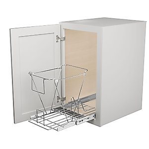 ROOMTEC Pull Out Trash Can Organizer for Under Kitchen Cabinets, 35 Qt Kitchen Cabinet Trash Can Drawer Slide Out, 12 Gal Sliding Garbage Can Under Counter (Trash Can Not Included)
