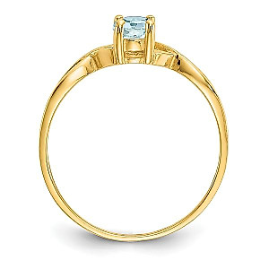 IceCarats 14K Yellow Gold Blue Aquamarine Ring March Birthstone Jewelry Size 7.00