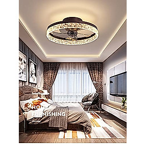AAXYZX 50CM Modern LED Ceiling Fan Lights European-Style Simple Invisible Bedroom Dining Room Living Room Fan Lamps 3 Color Changeable,Luxury Lamp