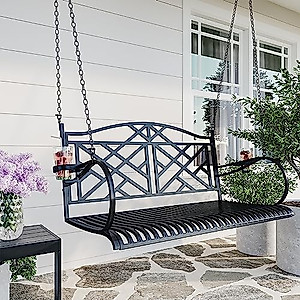 Live Casual Heavy Duty 800 Lb Logan Metal Porch Swing