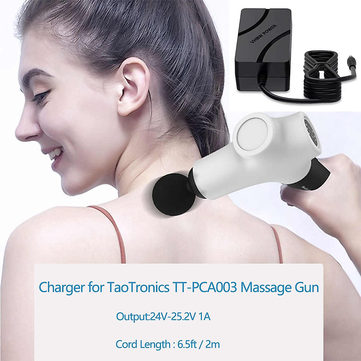 24-25.2V Massage Gun Charger for TaoTronics TT-PCA003,TOLOCO EM26 T11 Pro, Opove M3 Pro, Opove G3 Pro, Hyperice Hypervolt Muscle Power Cord