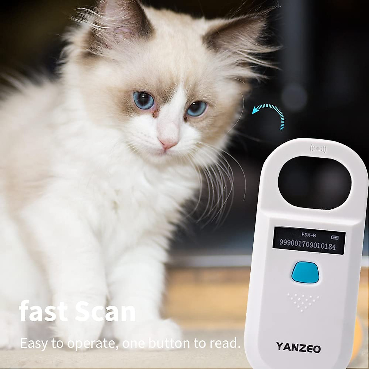 Yanzeo Pet Microchip Reader, RFID EMID Animal Handheld Reader,134.2 Pet ID Scanner Rechargeable Animal Chip Registration, Pet Tag FDX-B(ISO 11784/11785) (AR180)