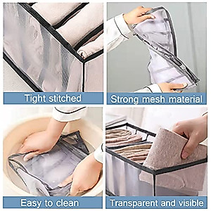7 Grids Wardrobe Clothes Organizer, Extra Large Washable Folding Drawer Organizers, Closet Drawer Organizer, Mesh Clothes Storage Organizer for Pants Jeans T-shirt Legging Shirt