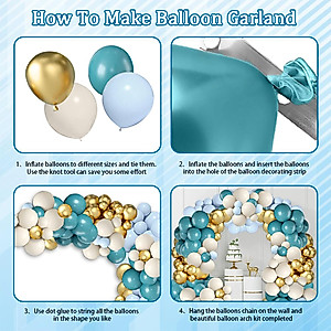 MEHOFOND 169pcs Dusty Blue Balloons Arch Kit Slate Blue Baby Shower Balloons Garland White Sand and Gold Wedding Balloon Decor Boy Birthday Women Bridal Shower Party Decorations