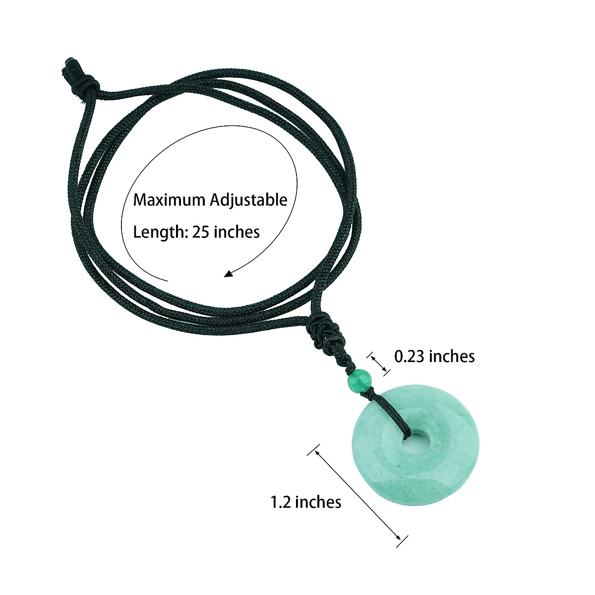 ASGIFT Green Aventurine Crystal Necklace Jade Circle Donut Protection Pendant with Adjustable Rope Healing Stone 30mm Round Lucky Coin Necklace Jewelry Gifts for Men Women