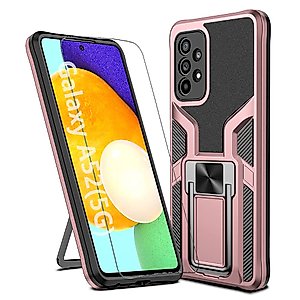 LCSMFKJ Galaxy A52 Case, Designed for Galaxy A52 5G/4G Phone Cases with Magnetic Grip Ring Holder, Stand Kickstand Slim Shockproof Hybrid Rugged Protective Cover for Women Girls 6.5 inch (Rosegold)