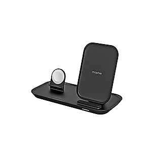 mophie 2-in-1 Wireless Charging Stand - MFI Certified Charger Pad for iPhone and Apple Watch with Additional USB Port for Airpods