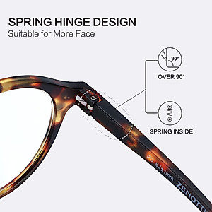 ZENOTTIC Reading Glasses Blue Light Blocking Round Glasses for Men Women Magnification 0.0 1.0 1.5 2.0 2.5 3.0 3.5