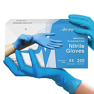 Blue Nitrile Disposable Gloves X Small, 200 Count - Latex Free Medical Gloves, Dental and Surgical Grade - Powder Free Rubber Gloves