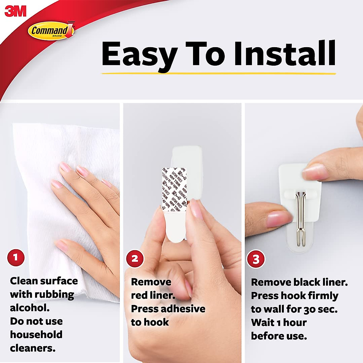 Command Small Wire Toggle Hooks, Damage Free Hanging Wall Hooks with Adhesive Strips, No Tools Wall Hooks for Hanging Organizational Items in Living Spaces, 3 White Hooks and 4 Command Strips