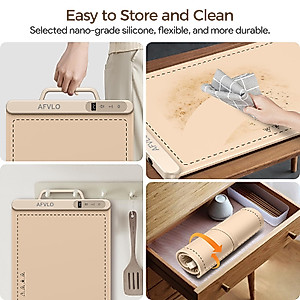 Electric Food Warming Mat with Adjustable Temperature, Upgrade High-tech Graphene Heating Film, Fast Full Surface Heating Mat, Roll Up Food Warmers for Parties Buffet (Cream)