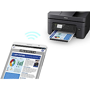 Epson Premium Workforce WF 28 Series All-in-One Color Inkjet Printer I Print Copy Scan Fax I Wireless I Mobile Printing I Auto 2-Sided Printing I 2.4" LCD I Up to 30-Sheet ADF (Renewed)