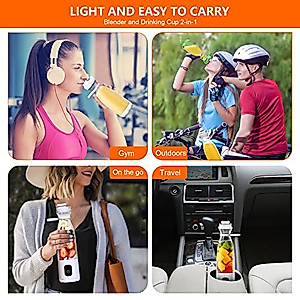 Portable Blender, Small Personal Blender for Shakes and Smoothies with 20oz Travel Bottle USB Rechargeable 300W Fresh Juice Blender Pulse Crush Ice Protein Shake Drink on the Go Blender BravoX White