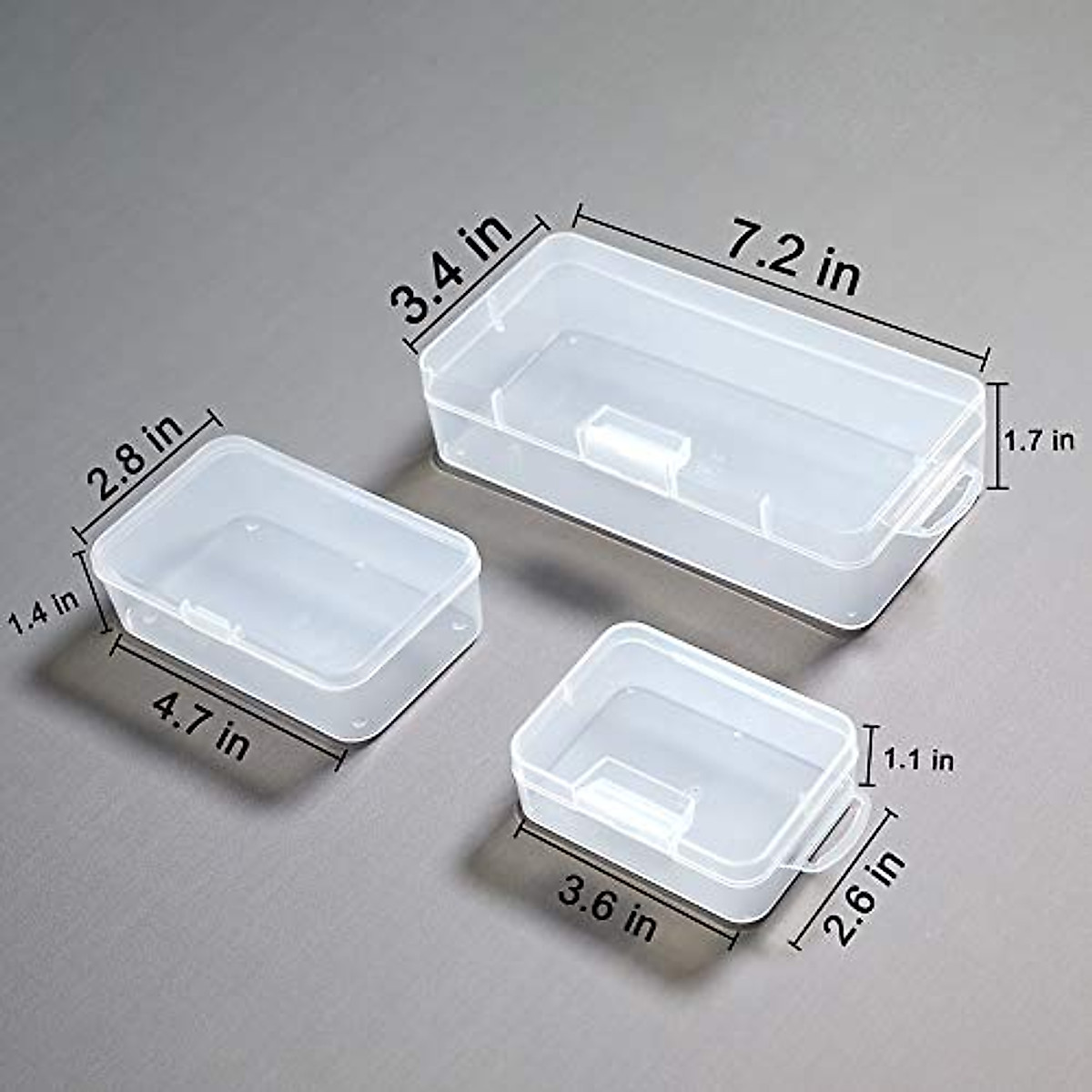 6 Packs Clear Hinged Plastic Box Plastic Organizer Container Storage Box for Washi Tape,Jewelry,Beads Art DIY Crafts, Fishing Tackles,Screws