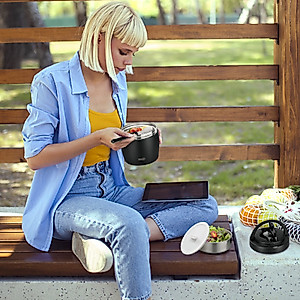 Soup Thermo for Hot Food Adults 32OZ Lunch Containers Wide Mouth Hot Food Jar Vacuum Insulated Stainless Steel Bento Box Leakproof with Spoon (Black)