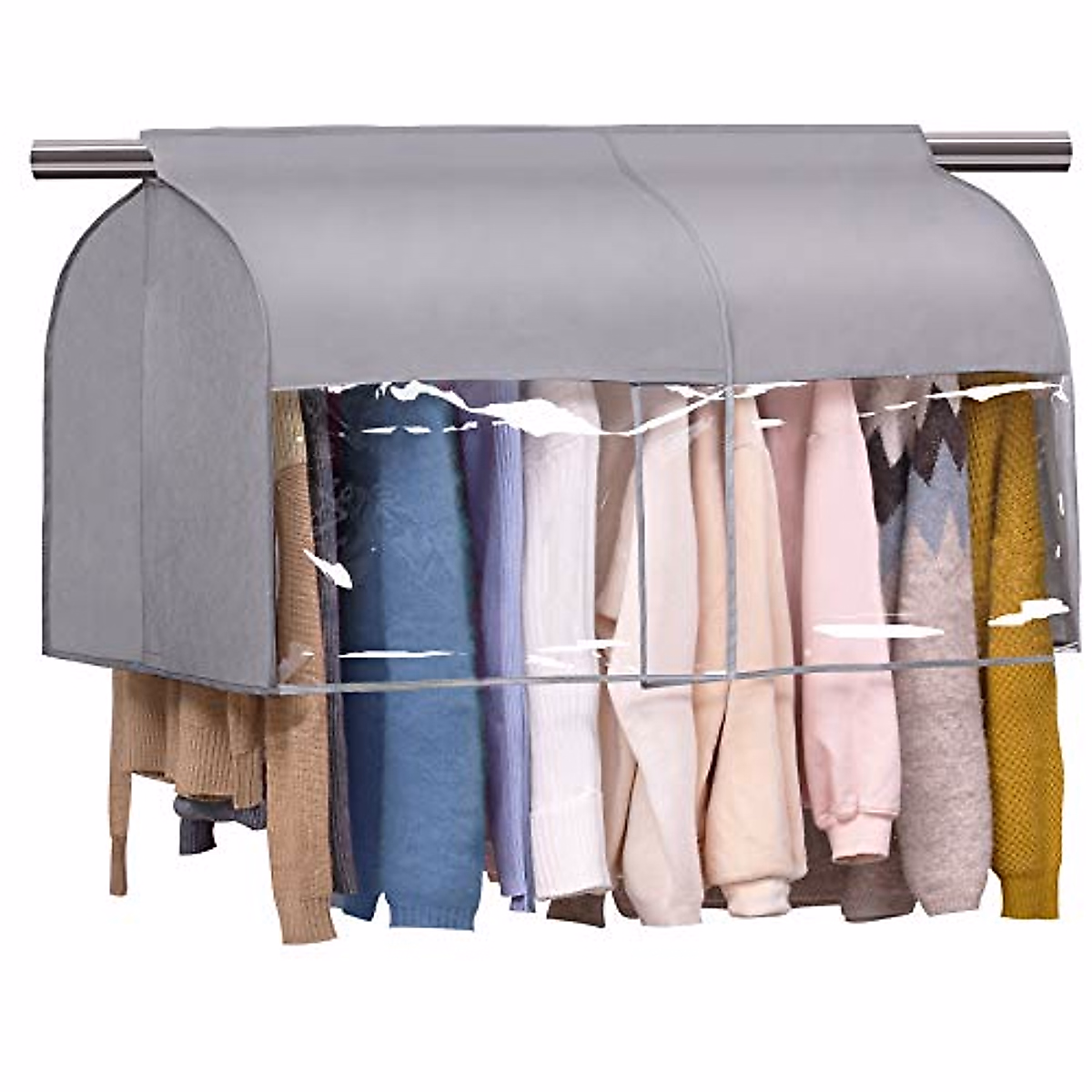 SLEEPING LAMB Expandable Hanging Closet Cover Shoulder Dust Cover Clothes Protector for Coats Suits Dresses, Grey