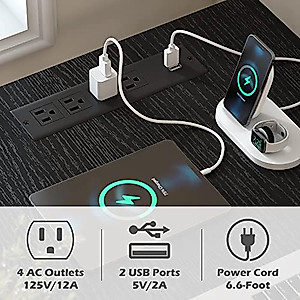 SUPERJARE L Shaped Desk with Power Outlets, Computer Desk with Drawer, Reversible Corner Desk with Grid Storage Bookshelf, Home Office Desk, Black