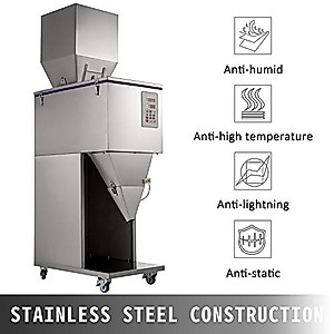 VEVOR 2000g Filler 10-15 bag/min, Full Automatic Particle 18 cm Film Width, Powder Weighing Filling Machine for Industries, Silver