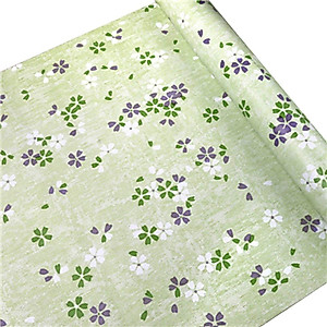 HOYOYO 17.8 x 78 Inches Self-Adhesive Shelf Liner, Self Adhesive Dresser Drawer Paper Wall Sticker Home Decoration, Green Flowers