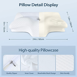 HOMCA Cervical Pillow Memory Foam Pillows - Contour Memory Foam Pillow for Neck Pain Relief, Orthopedic Neck Bed Pillow for Side Sleepers Back and Stomach