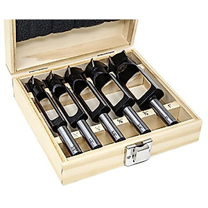 WEN DB051T 5-Piece Tenon and Deep Plug Cutter Drill Bit Set with Carrying Case