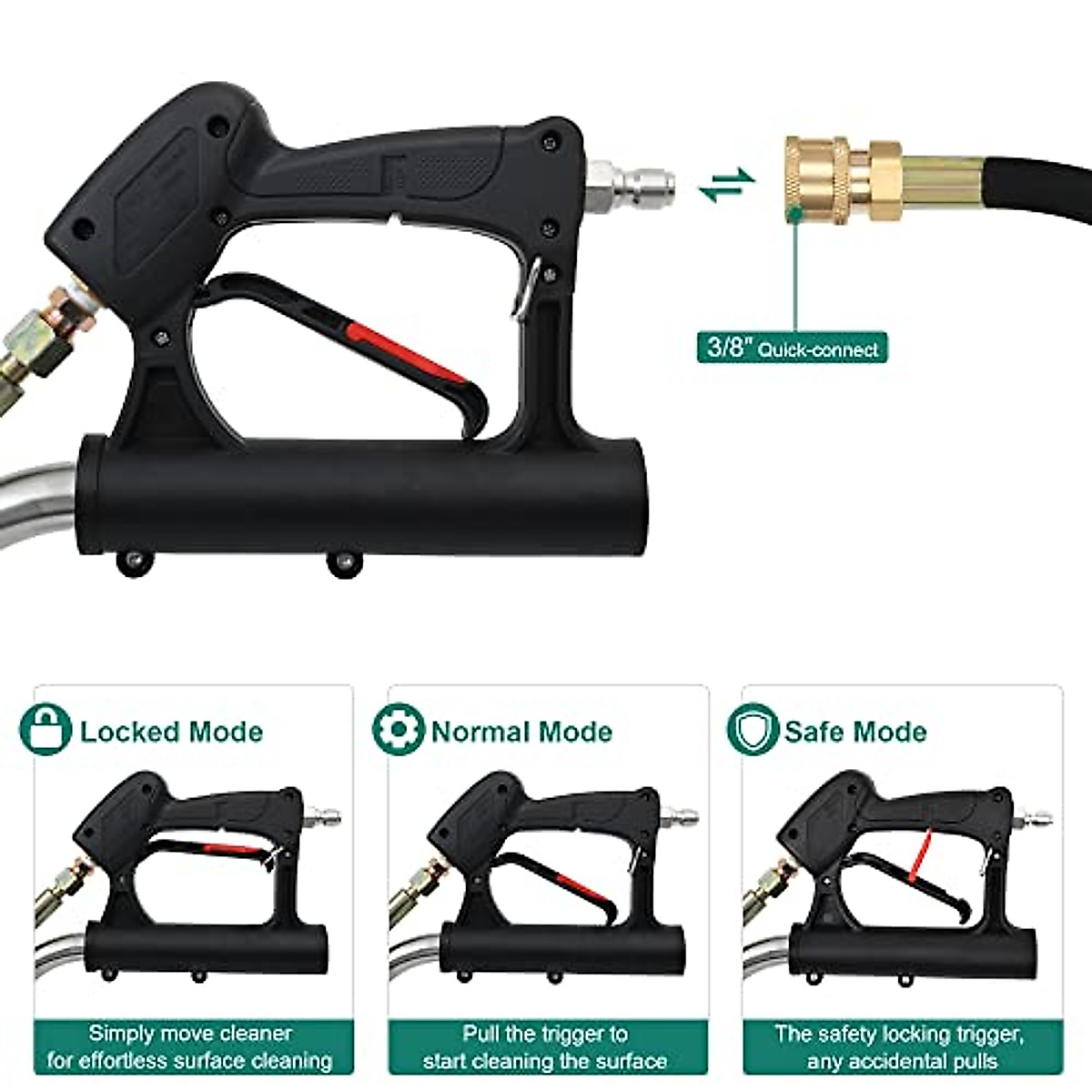 YITAHOME Pressure Washer Surface Cleaner, 20" Dual Handle with 4 Nozzles, High Pressure Cleaner for Driveways, Sidewalks, Patios, Decks Stainless Steel Housing & 3/8" Quick Connector, Max 4500 PSI