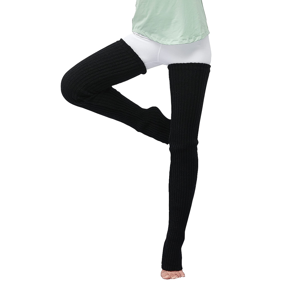 Pareberry Women's Winter Soft Over the Knee High Cable Boot Socks Knit Long Leg Warmers (C05-Black)