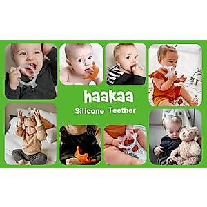 Haakaa Crown Teether - Super Soft Silicone Teething Toys | Freezer Safe Cold Soothing Teethers for 0M+Babies,Toddlers,Easy Grip,Soothe Sore Gums,BPA Free Newborn Gifts -Transparent