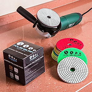 Diamond Polishing Pads 4 inch Wet/Dry Set of 11+1 Backer Pad for Granite Concrete Marble Polishing Plus eBook - Polishing Process Best Practices by POLISHSURF
