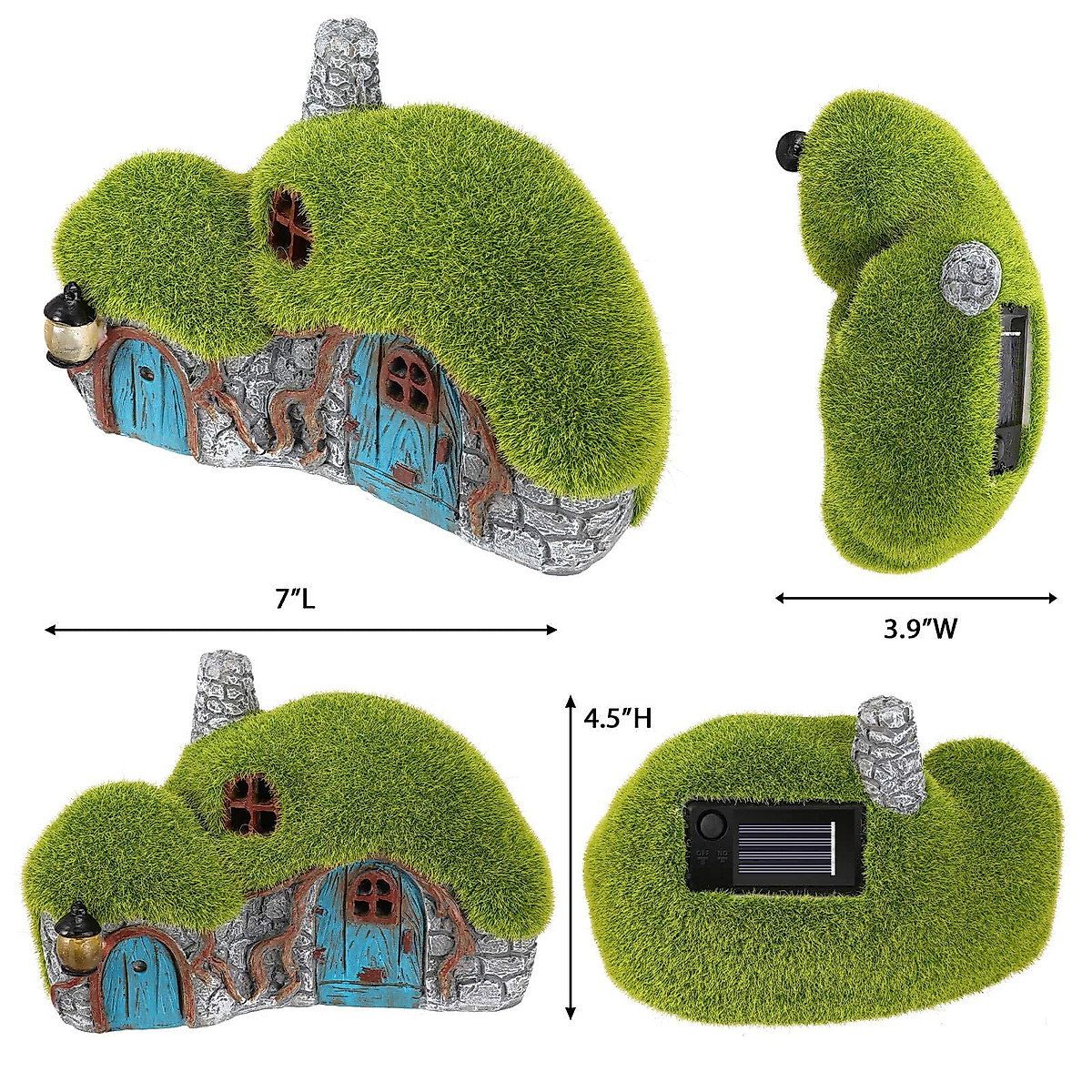 Garden Statues Outdoor Decor - Solar Fairy Houses Figurine Lights for Garden Yard Decor, 2 Pack