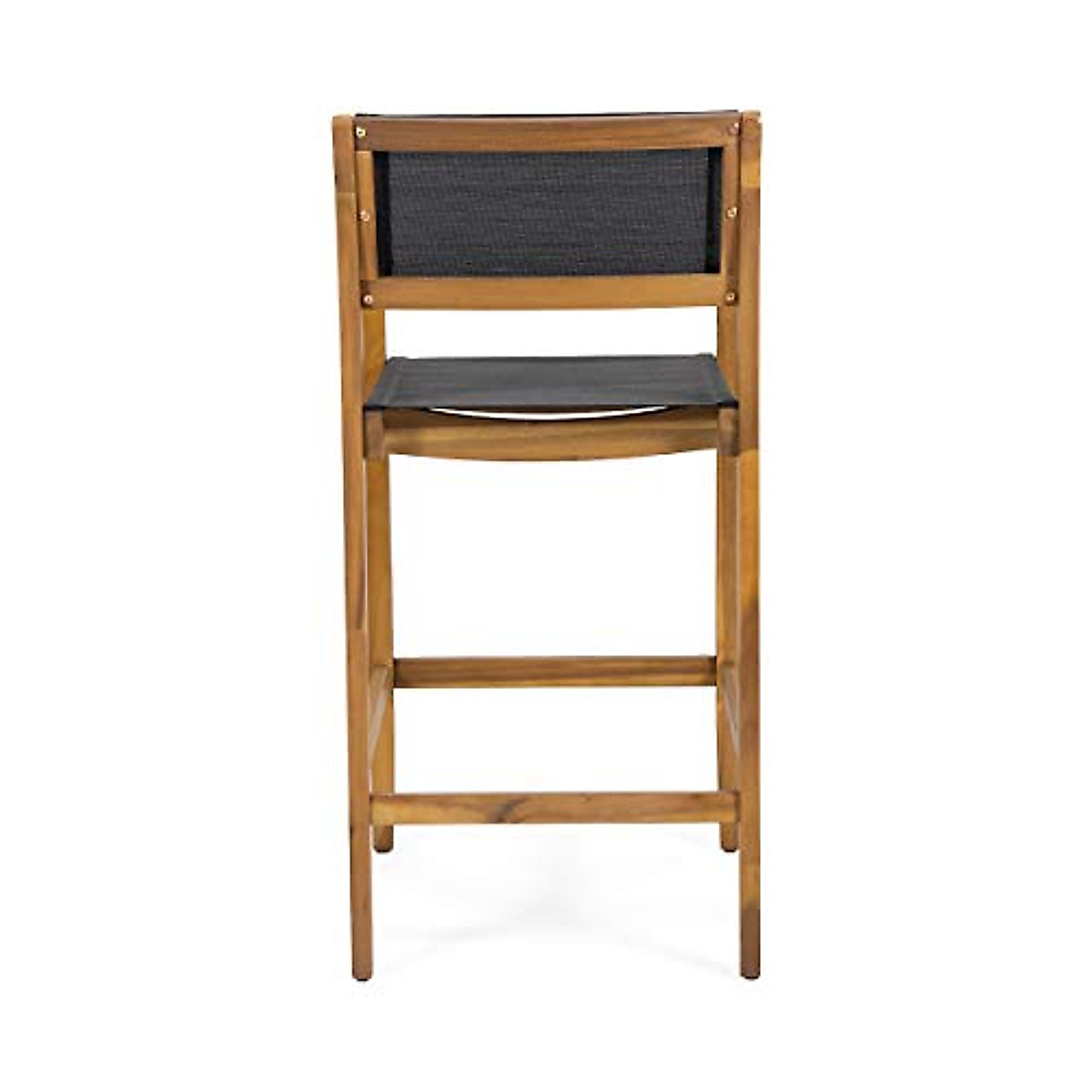 Christopher Knight Home Calista Acacia Wood Barstools with Outdoor Mesh (Set of 2), Teak and Black