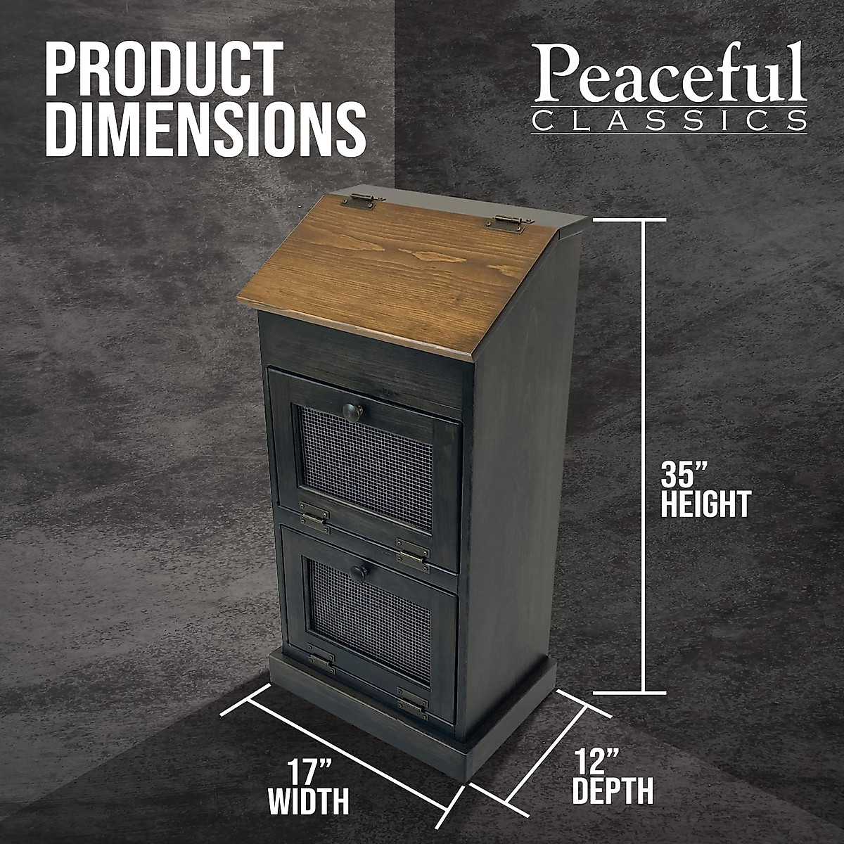 Peaceful Classics Potato Storage Wood Box, Wooden Bread Storage Bins, Decorative Potato and Onion Storage Bin, Potato Bin w/Grocery Section, Wooden Vegetable Storage w/Lid for Kitchen Pantry, Mocha