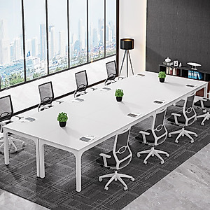 Tribesigns 78.74-Inch Conference Table Set,13FT Conference Room Table, Large Rectangle Meeting Seminar Tables Set,Long Business Tables (Chair not Included) (2, White, 2 Pack)